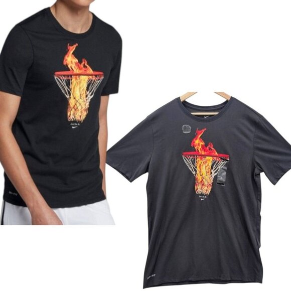 Nike | Shirts | Nike Drifit Gray Flaming Net Mens L Tshirt Nwt | Poshmark